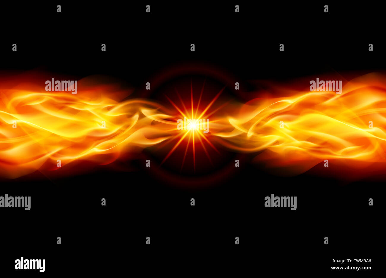 Star with Flame tail in Space for you design on black Stock Photo - Alamy