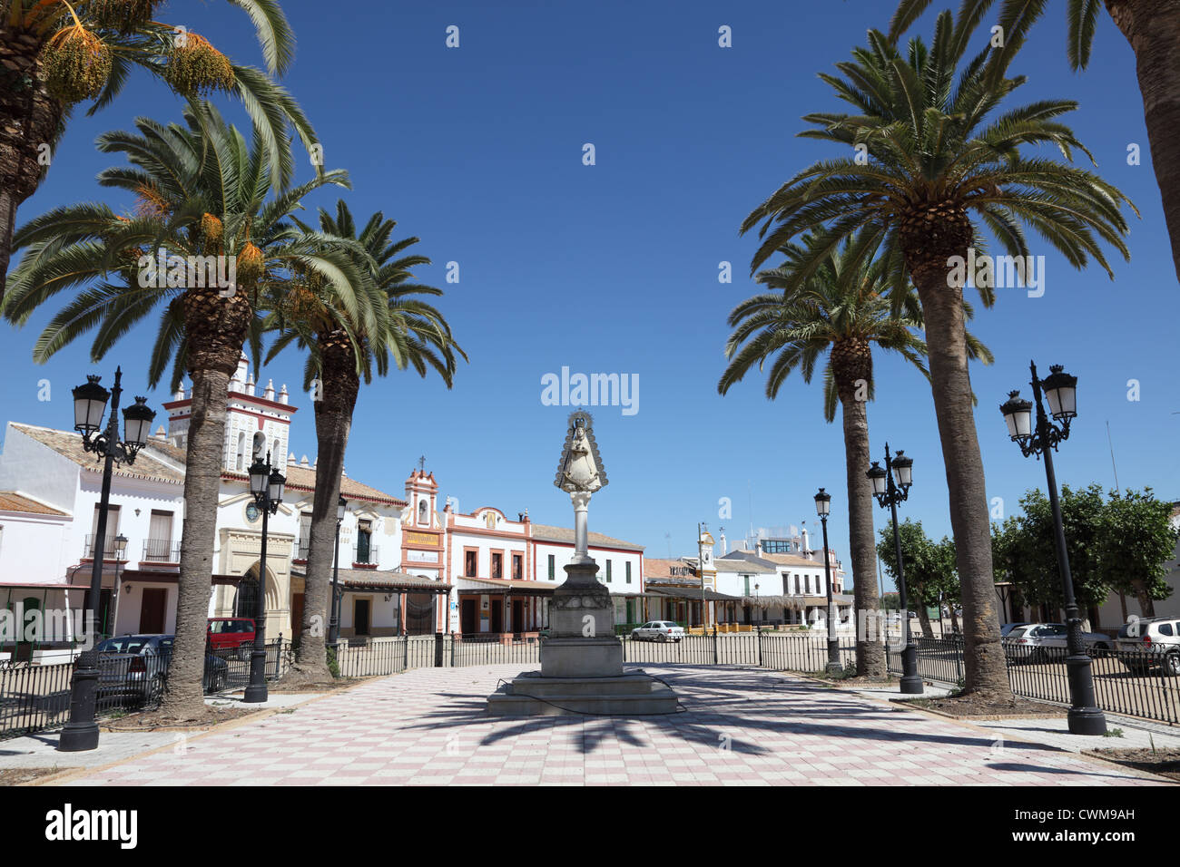 Statue of the Virgin of El Rocio in the village El Rocio, Almonte ...