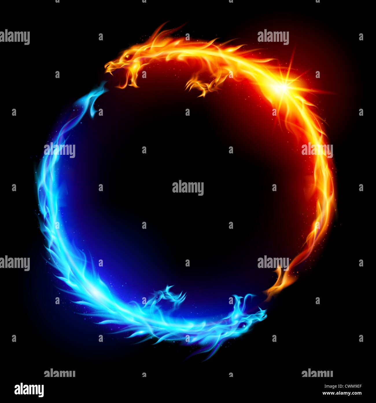 Ring of Blue and Red Fiery Dragons Stock Photo - Alamy