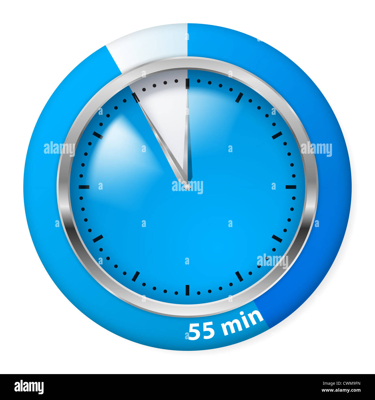 Blue Timer Icon. Fifty-five Minutes. Illustration on white Stock Photo ...