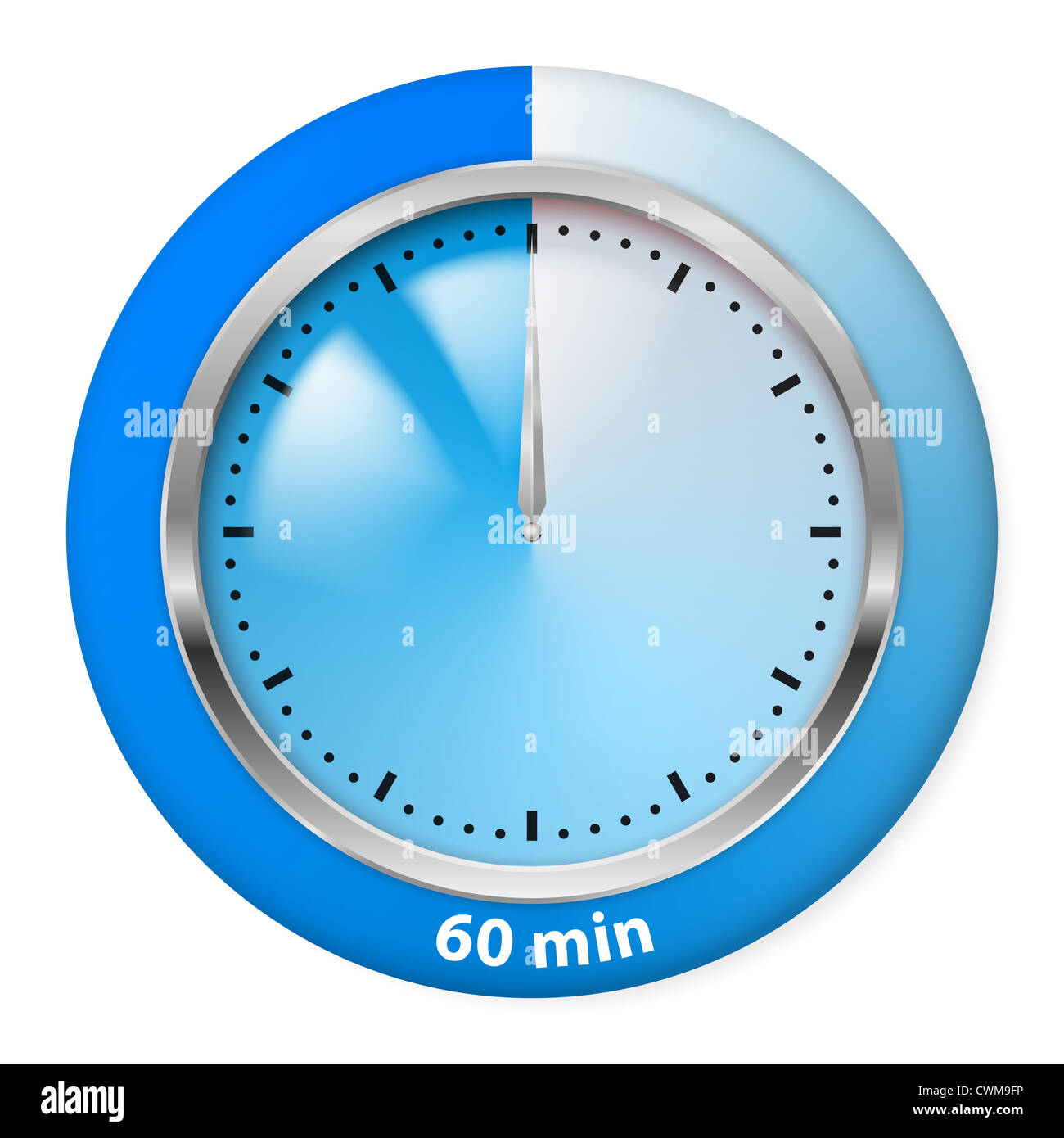 Blue Timer Icon. Sixty Minutes. Illustration on white Stock Photo - Alamy