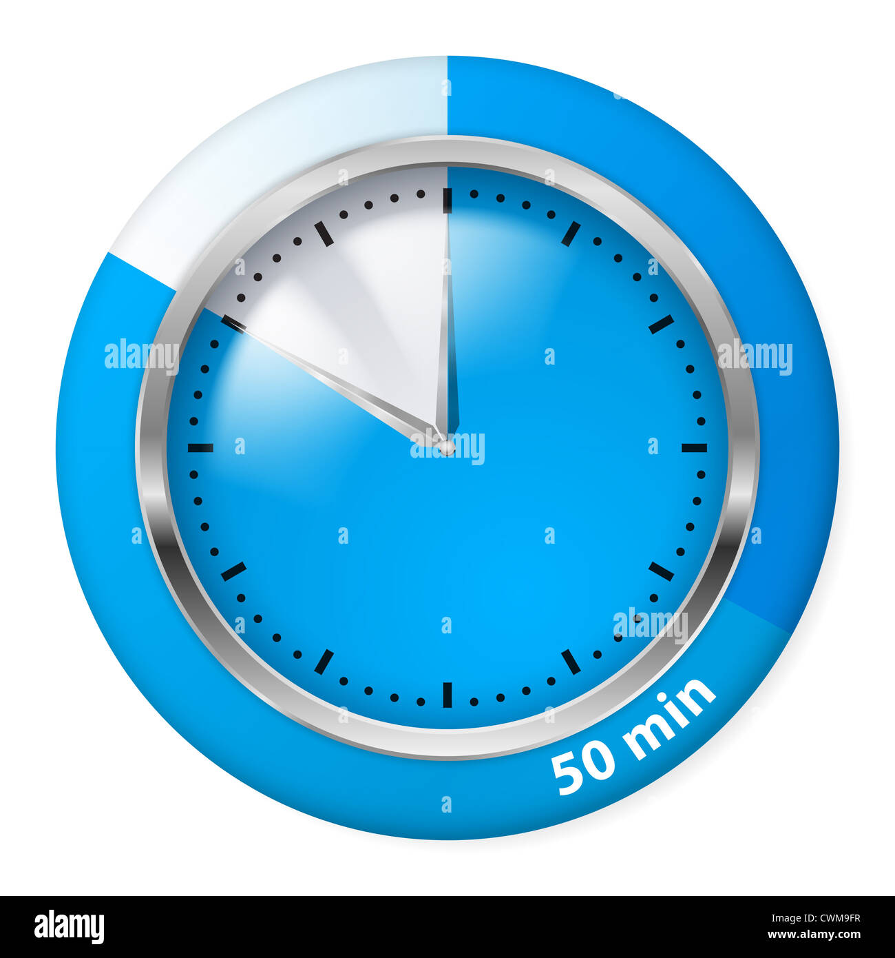 Blue Timer Icon. Fifty Minutes. Illustration on white Stock Photo - Alamy