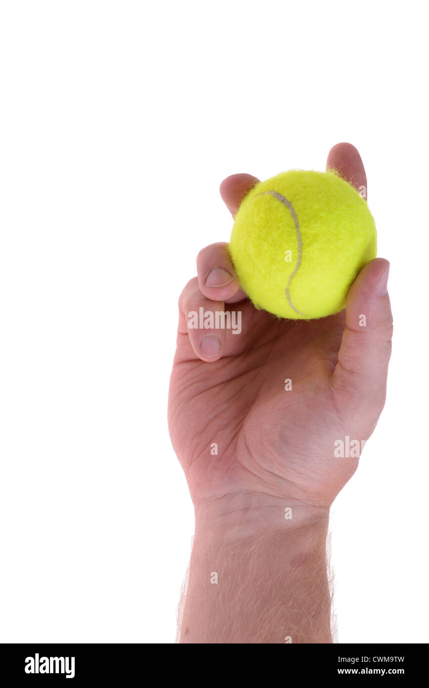hand holding tennis ball ready to serve Stock Photo - Alamy
