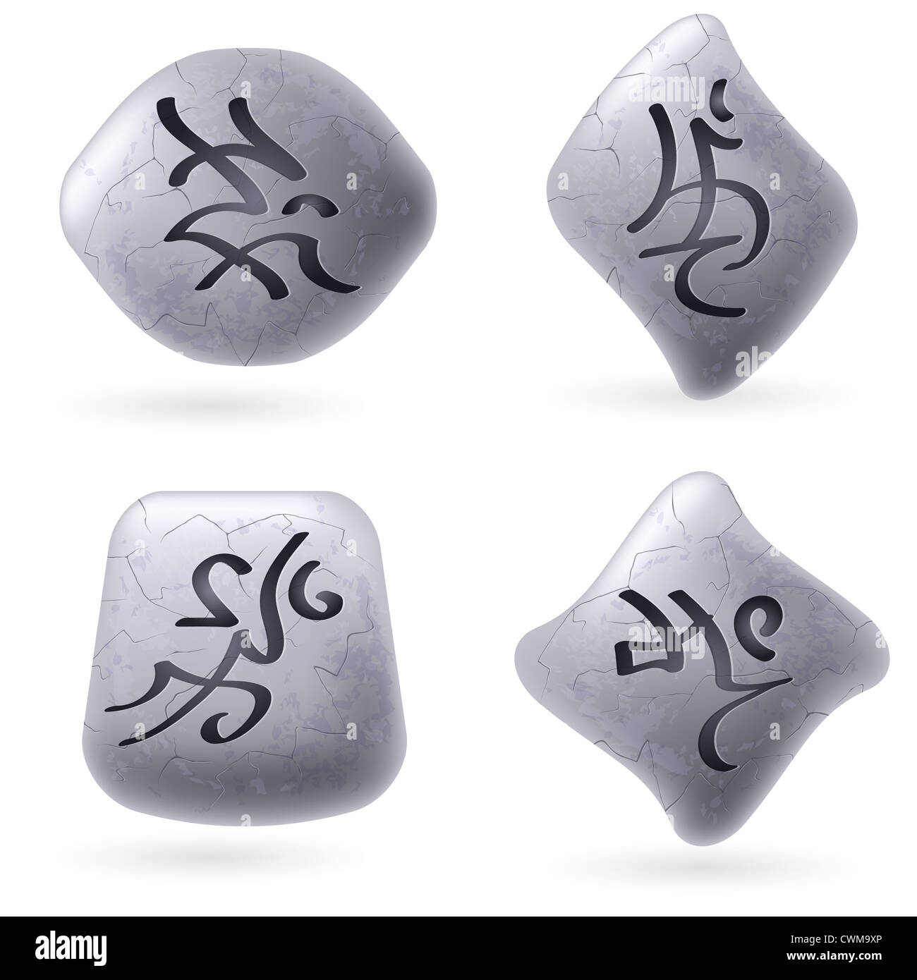 Runic Stones with Magical Spells. Set number Three on white Stock Photo ...