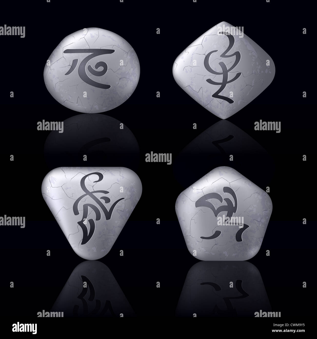 Runic Stones with Magical Spells. Set number Two on black Stock Photo ...