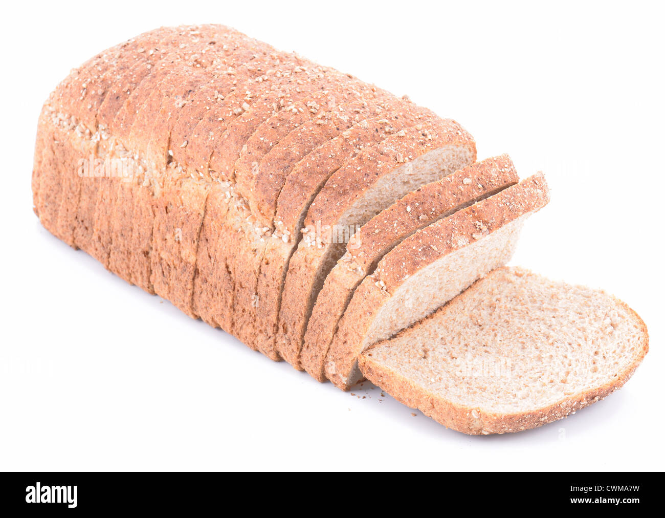 sliced whole wheat brown bread isolated on white background Stock Photo ...