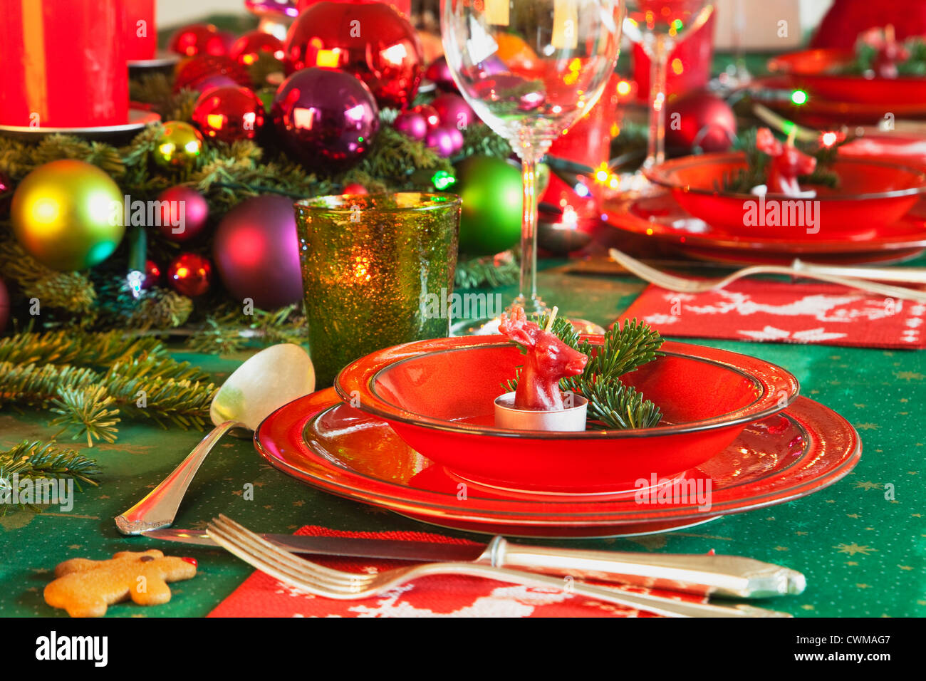 Germany, Cologne, Place setting at dining table for christmas Stock ...