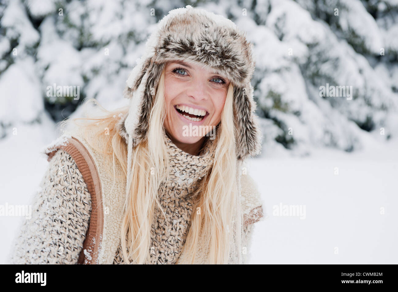 Austria, Salzburg County, Mid adult woman smiling, portrait Stock Photo ...