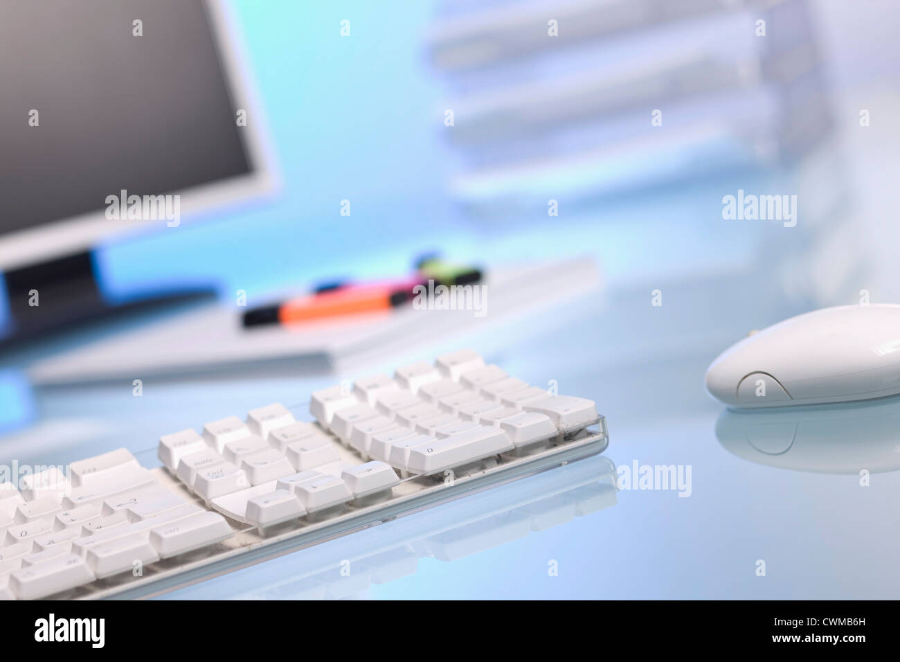 Modern office desktop, close up Stock Photo - Alamy