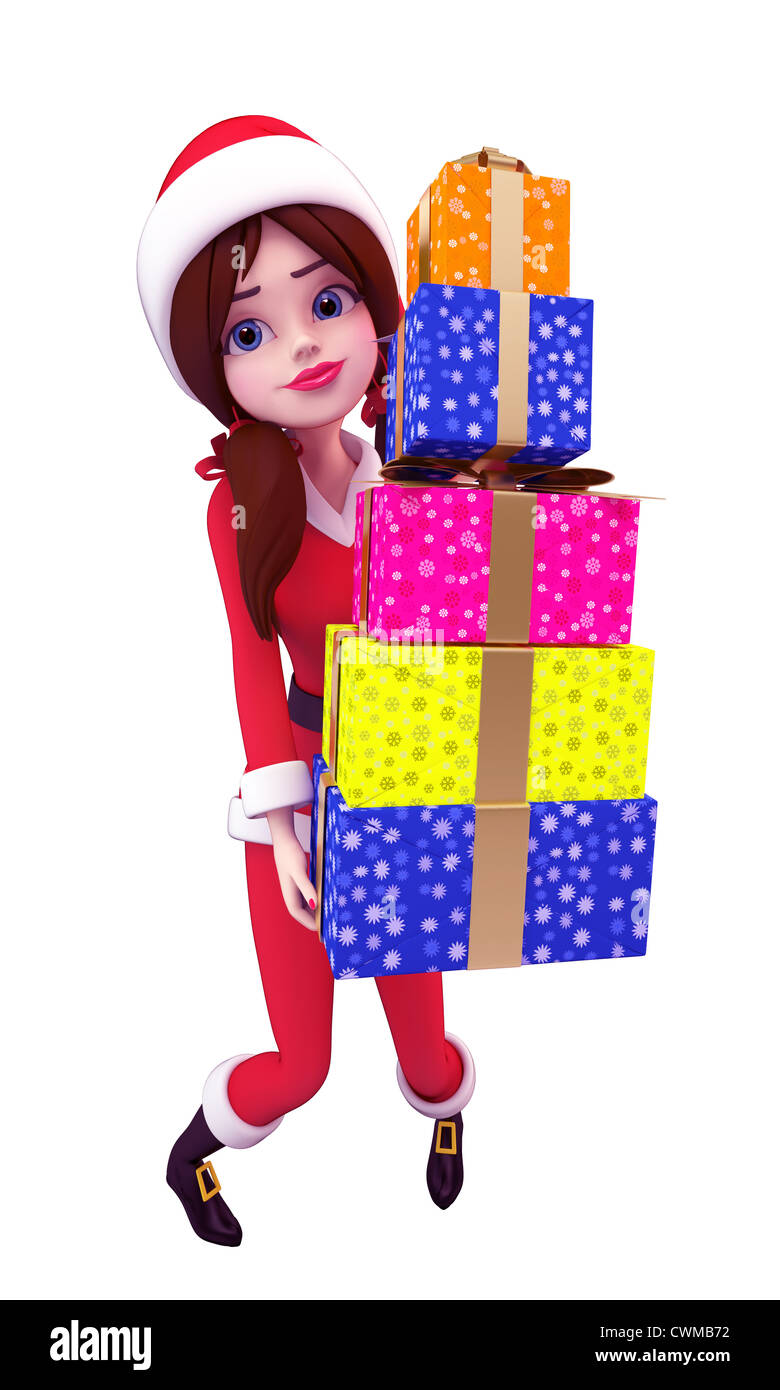santa carrying heavy gift Stock Photo - Alamy