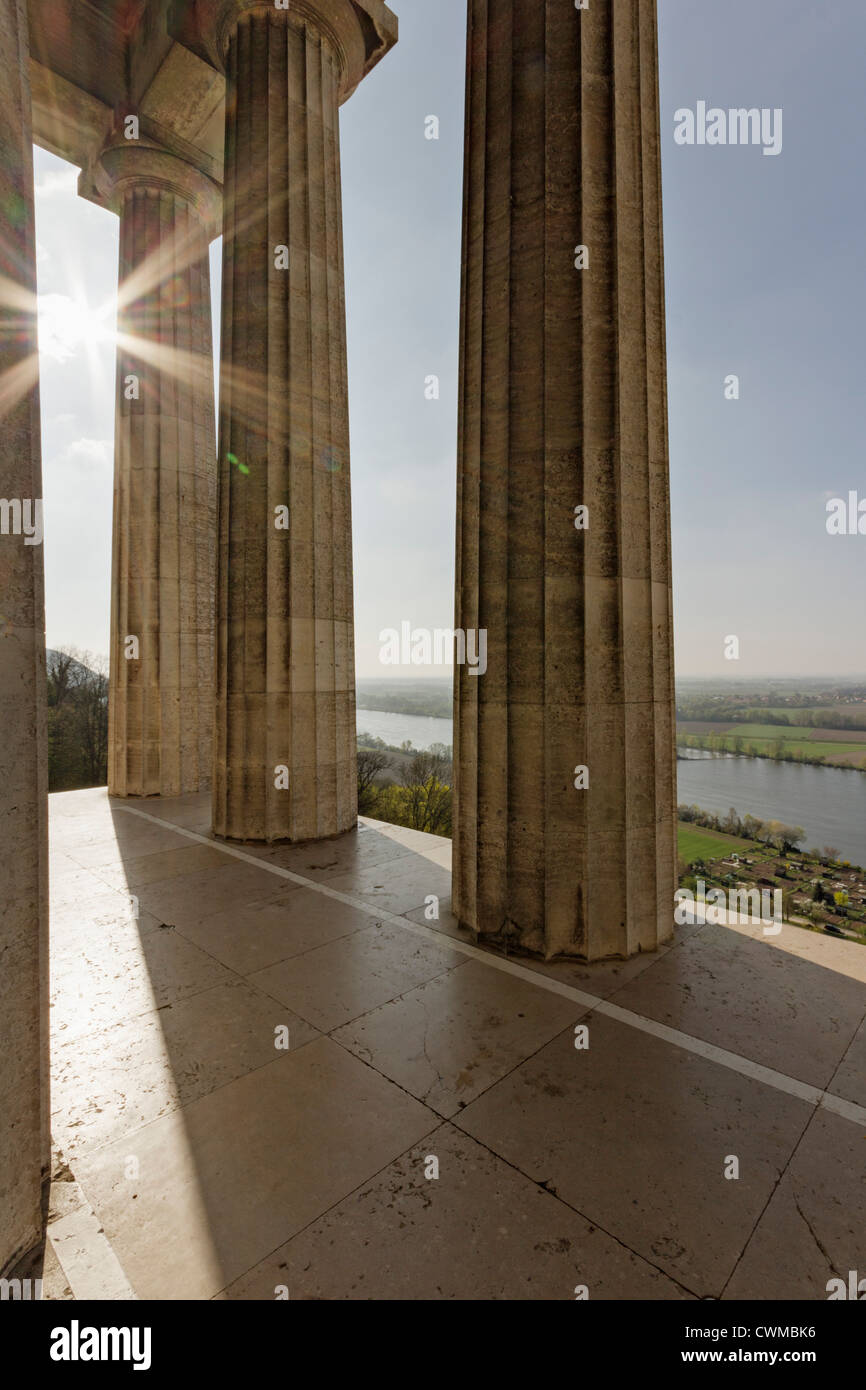 Germany, Bavaria, View of Walhalla memorial above Danube River Stock ...