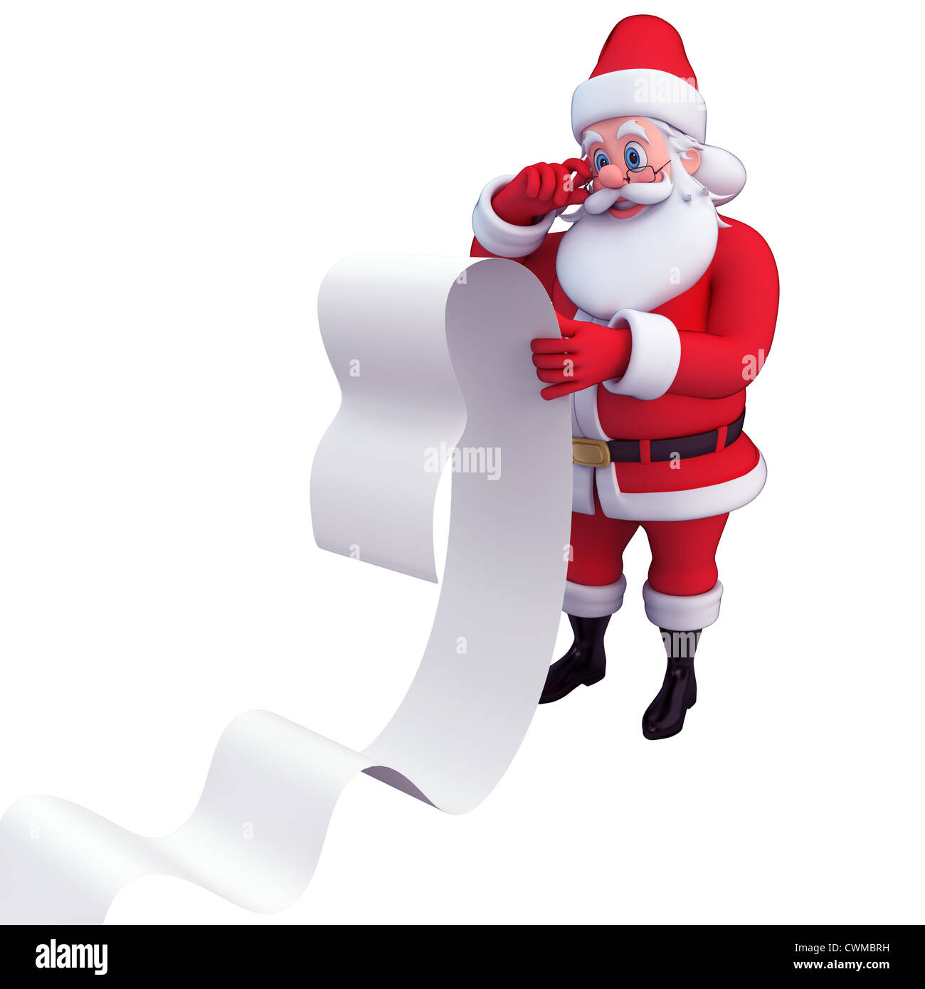 long gift list with santa Stock Photo - Alamy