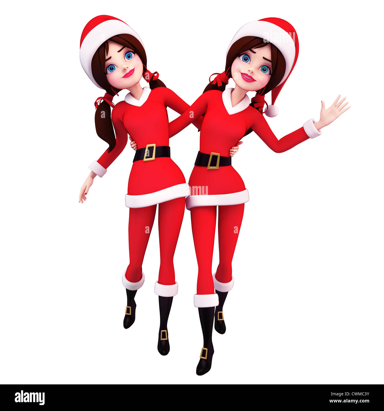 dancing two santa girl Stock Photo - Alamy