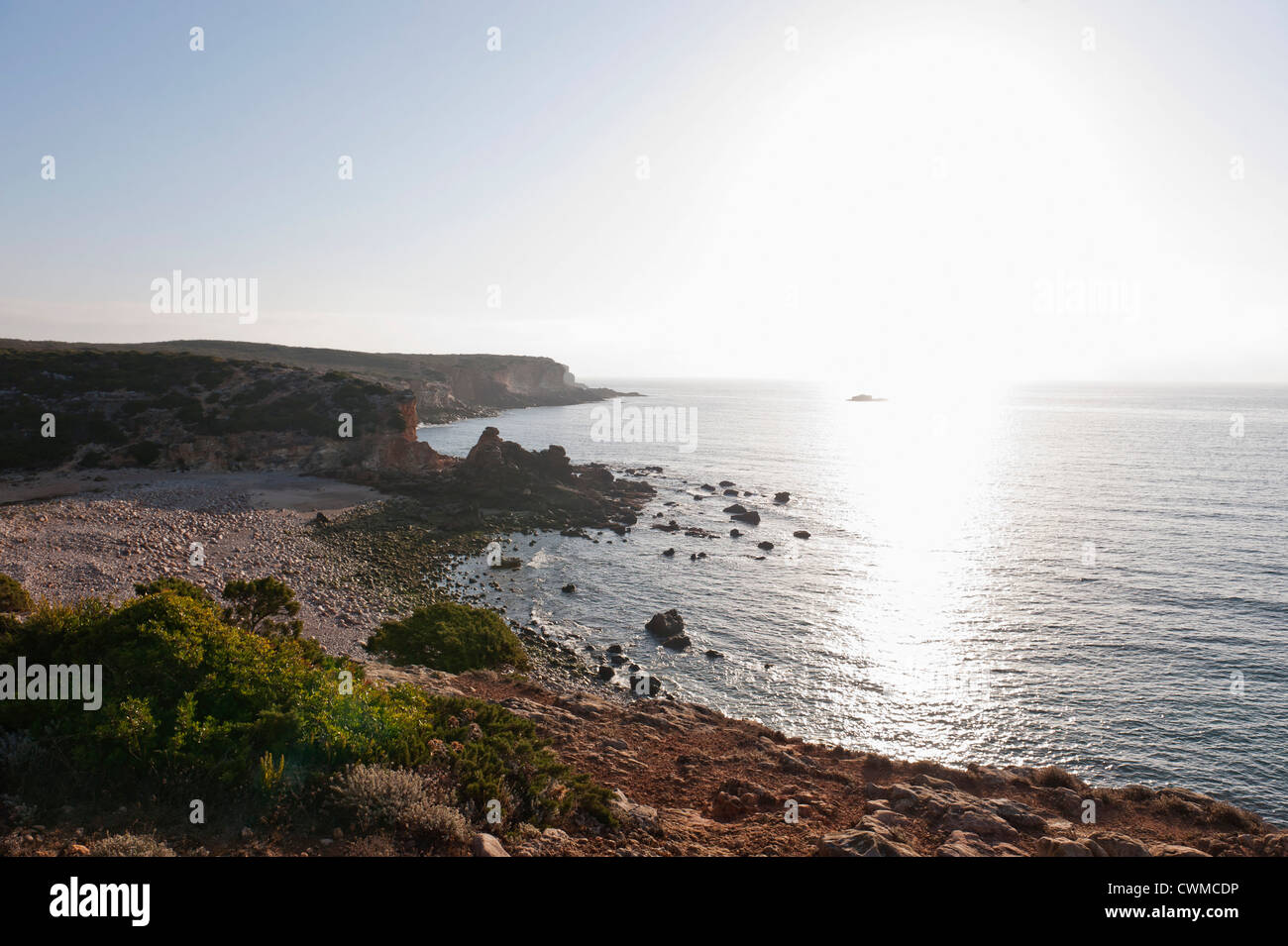 Portugal, Algarve, Sagres, View of Atlantic ocean at sunset Stock Photo ...