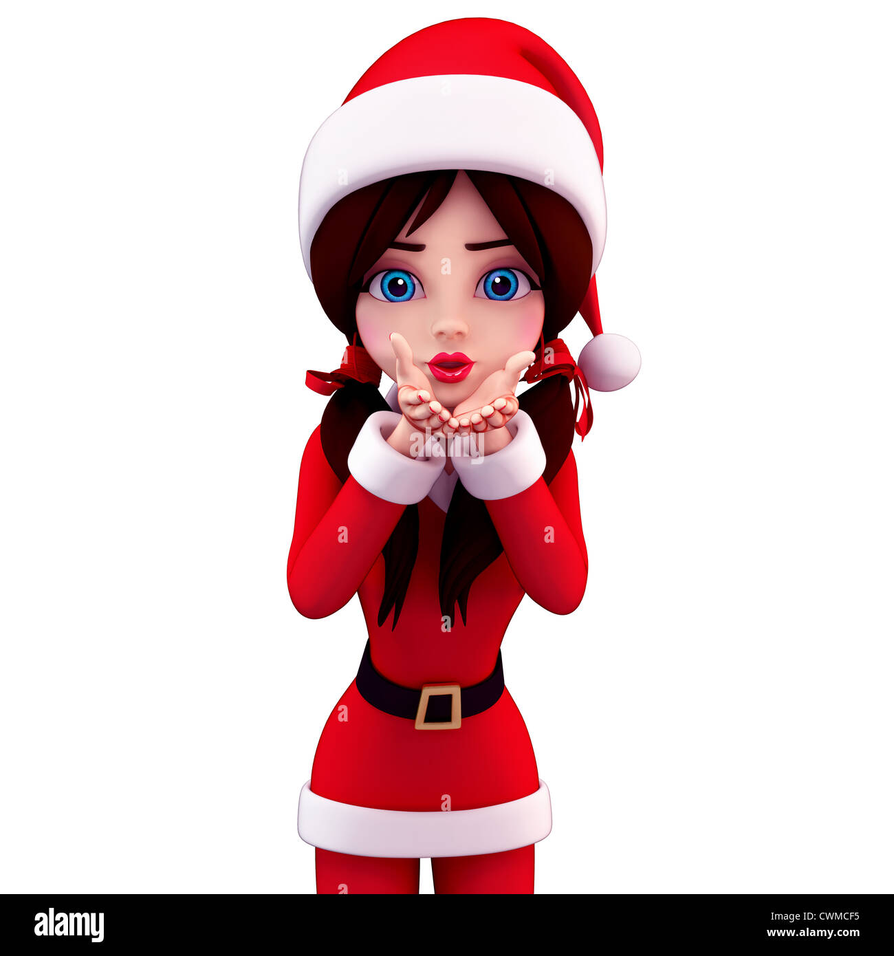 santa girl on white background Stock Photo - Alamy