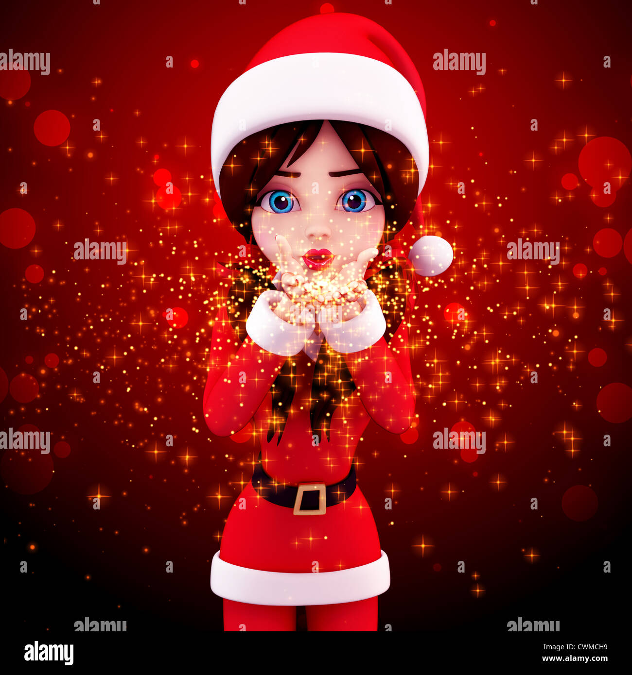 santa girl with red background Stock Photo - Alamy