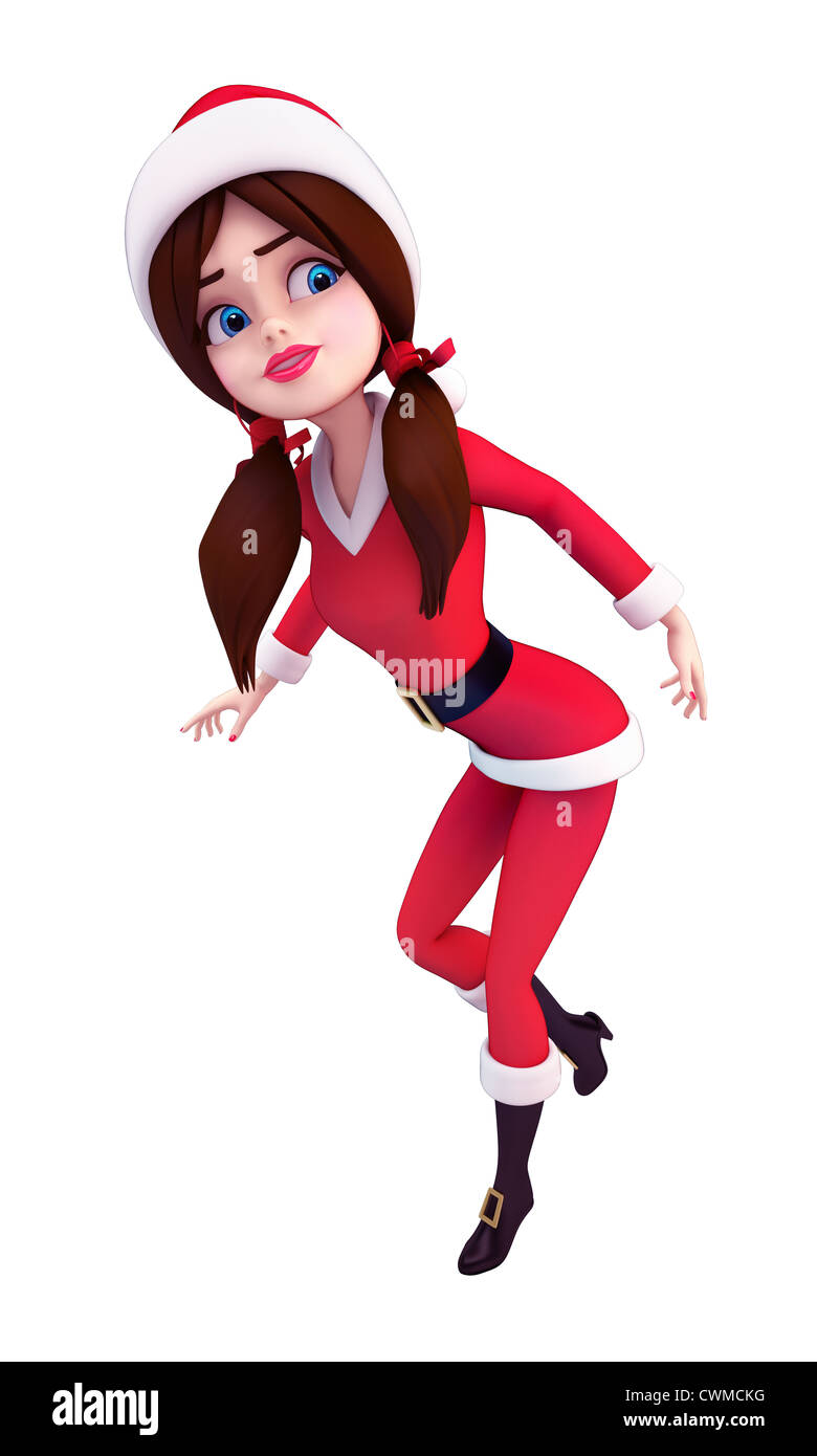 santa girl in good pose isolated with blank Stock Photo - Alamy