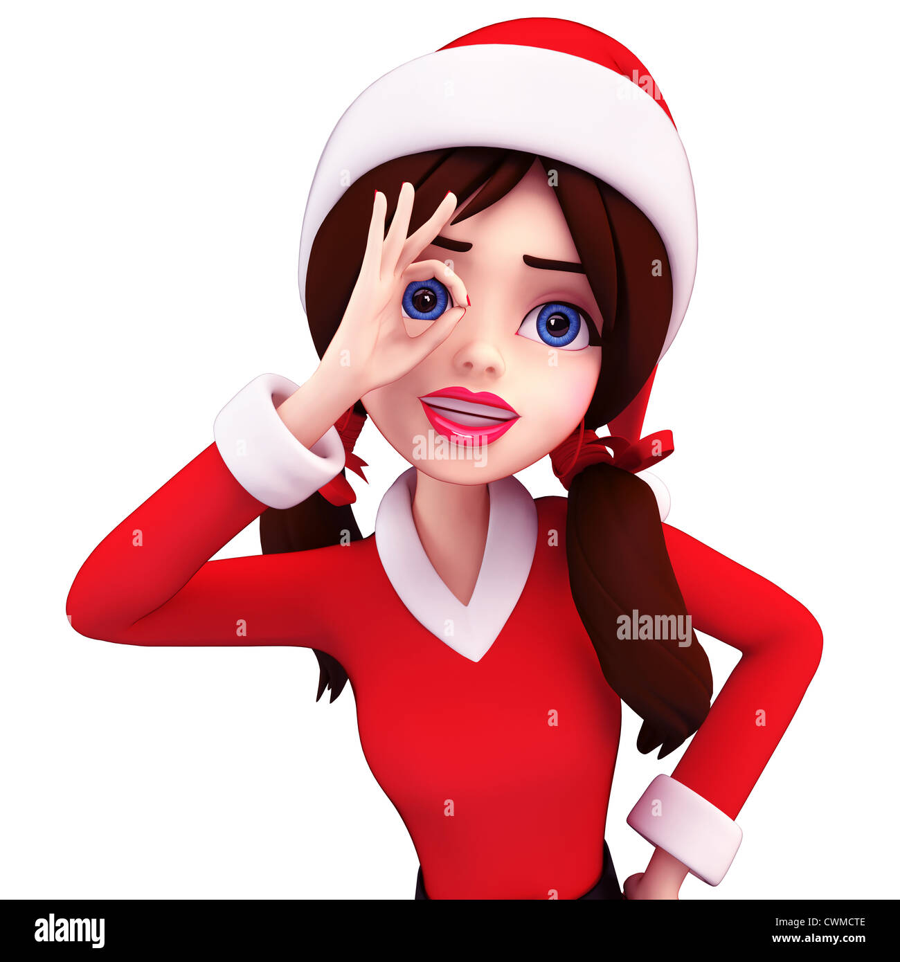 santa girl with eye view Stock Photo - Alamy