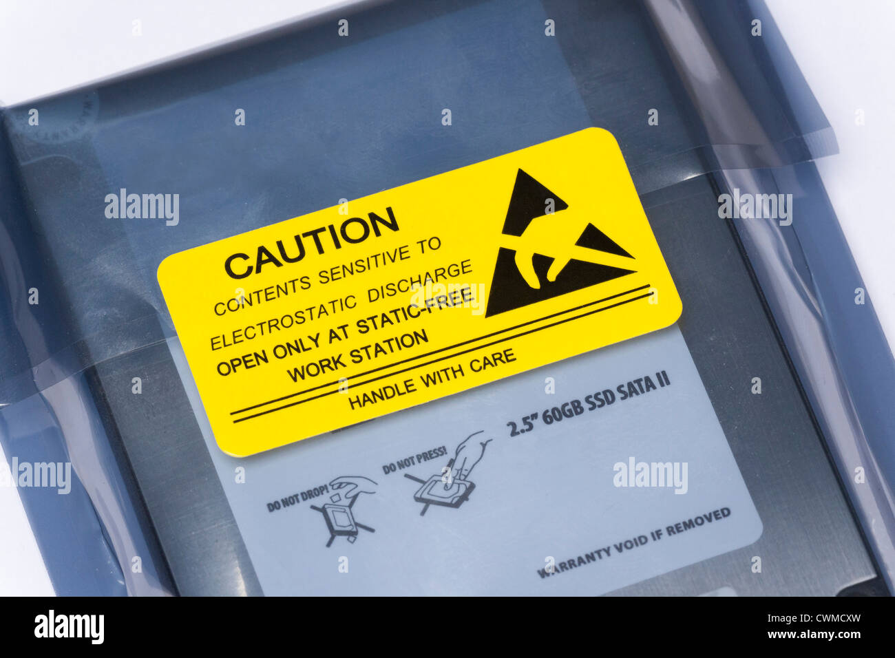 antistatic packaging and electrostatic warning label Stock Photo - Alamy
