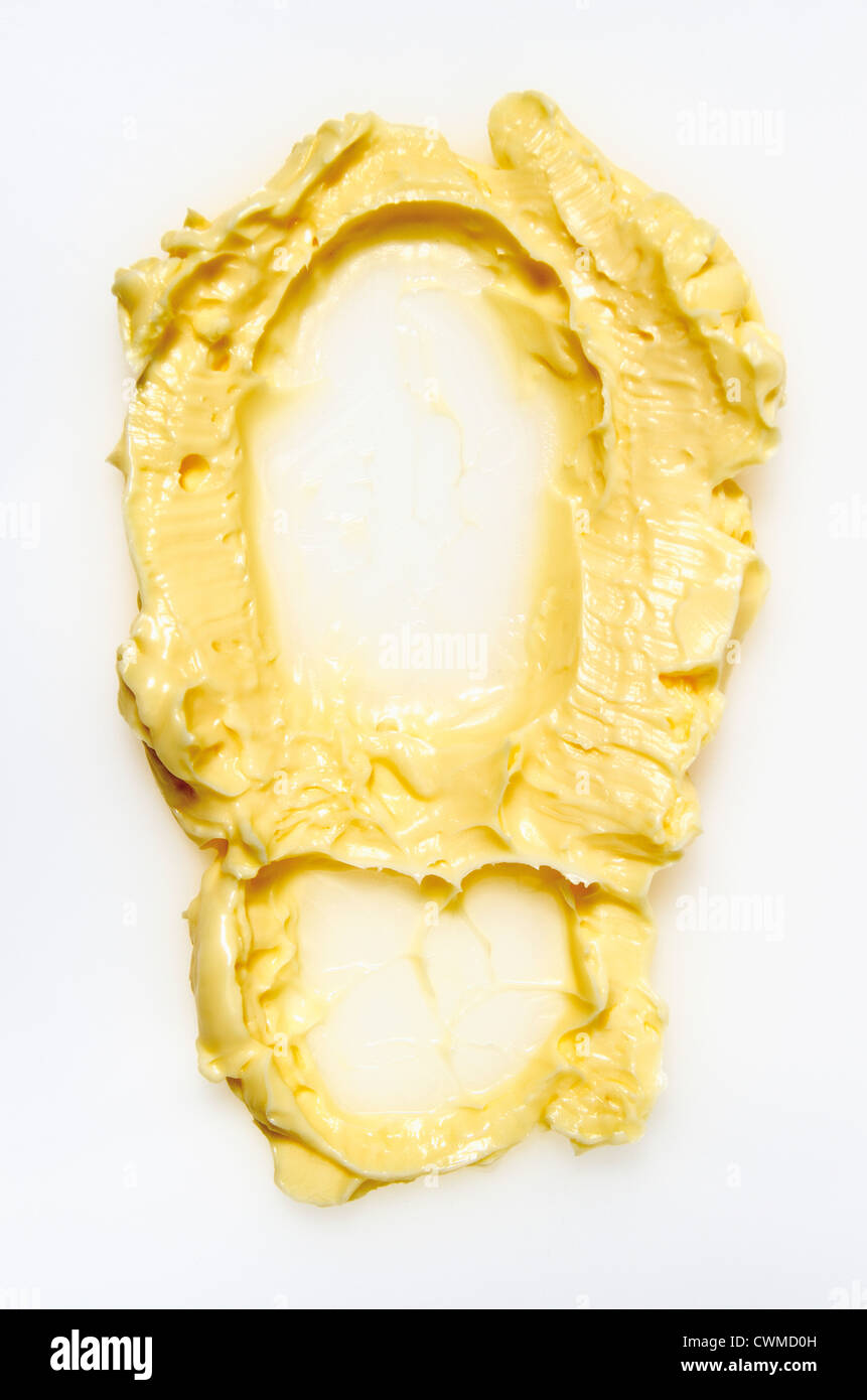 Footprint of fat on white background Stock Photo - Alamy