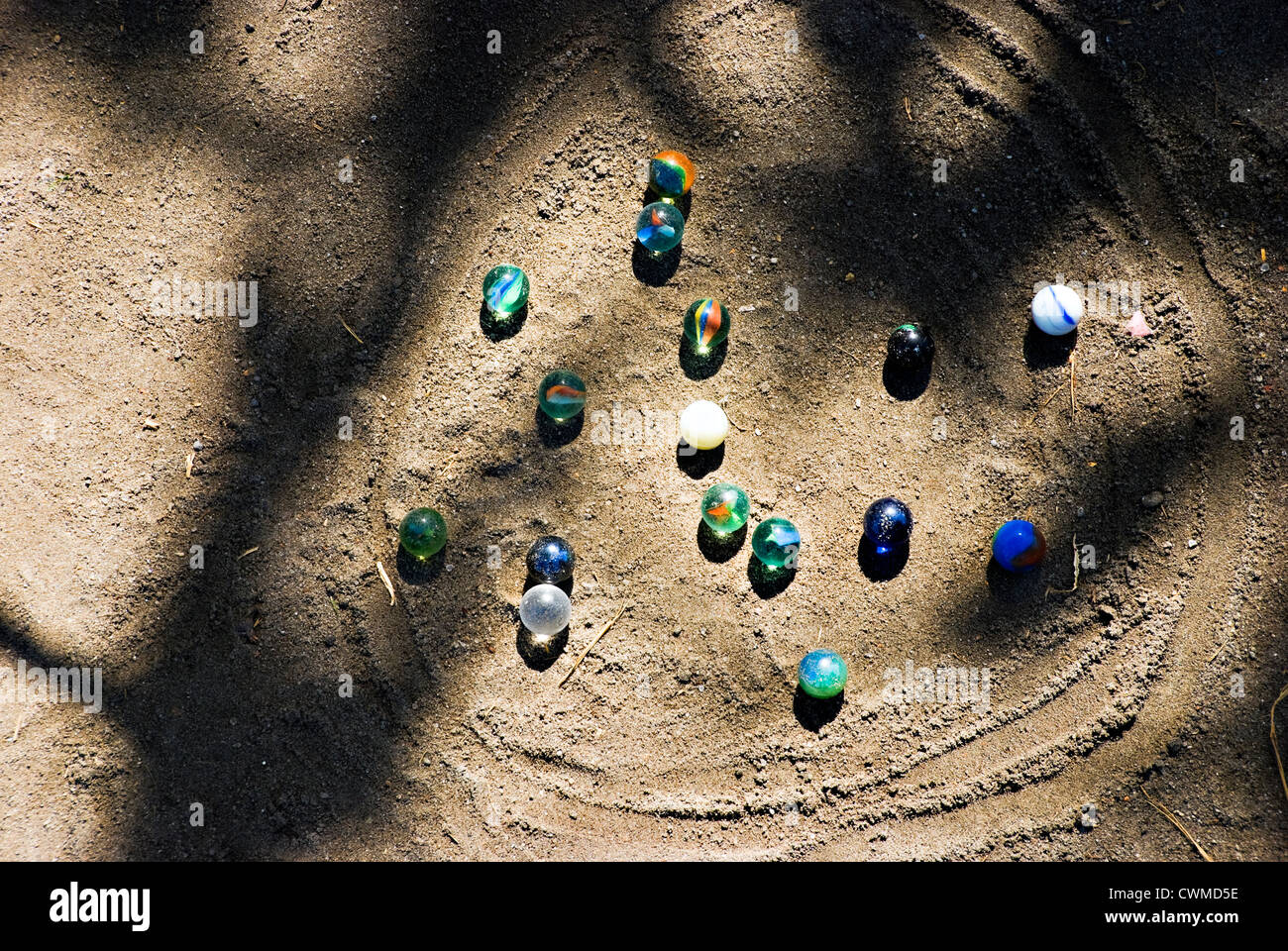 Colorful marbles inside a circle Stock Photo - Alamy