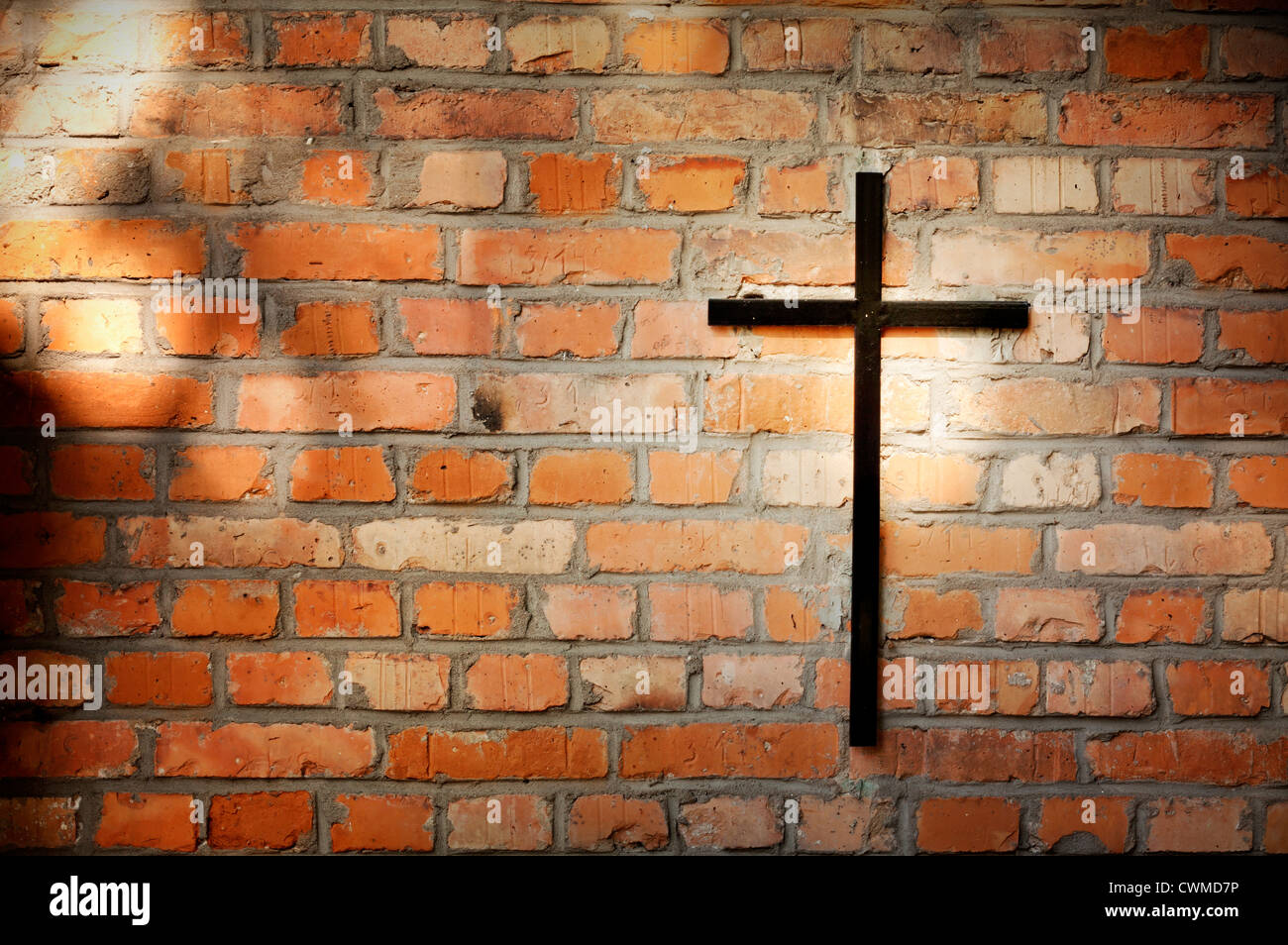 Cross and grunge wall on cemetery abstract background Stock Photo - Alamy