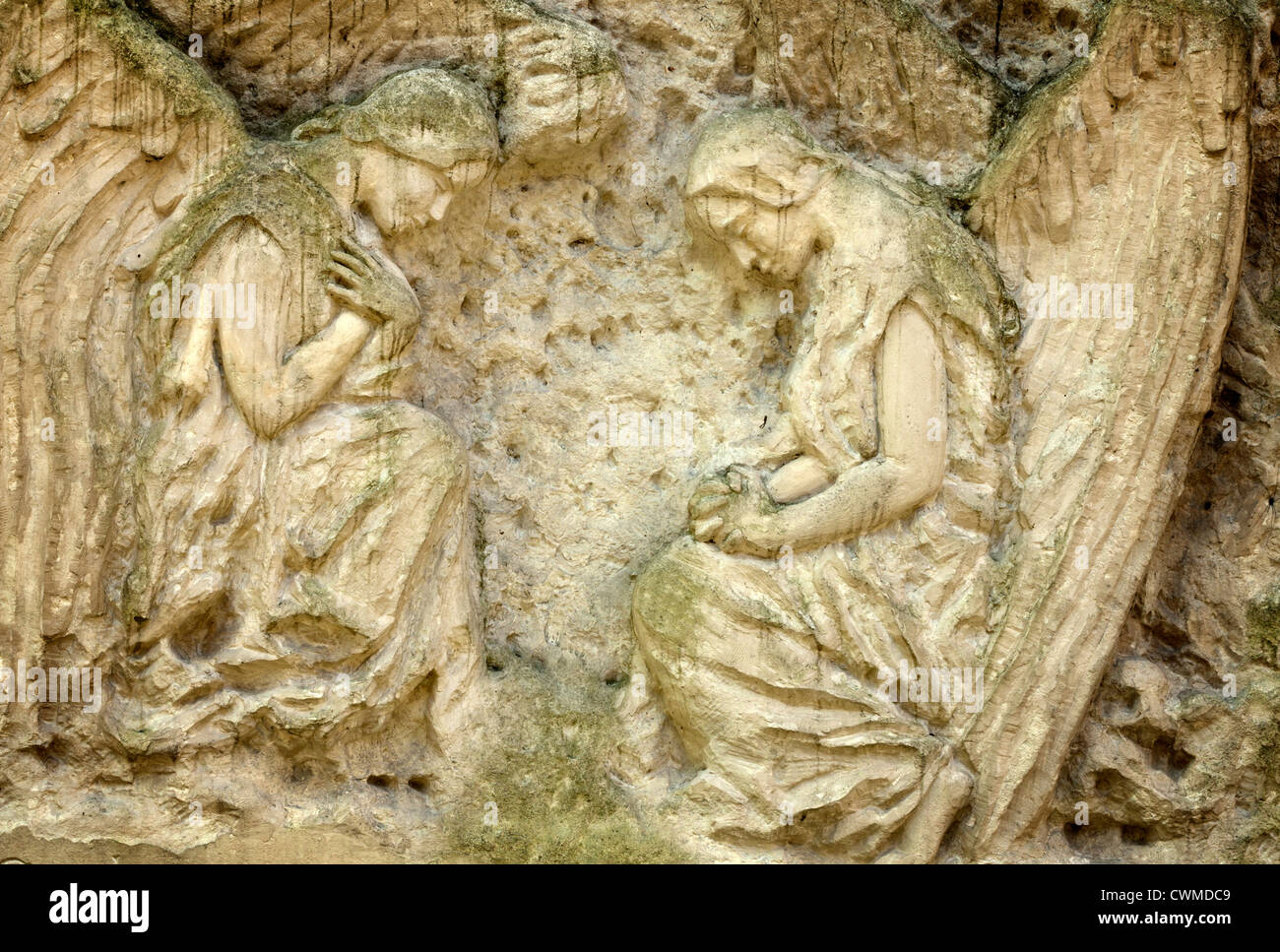 Statue of ancient angel on cemetery in Warsaw Stock Photo - Alamy