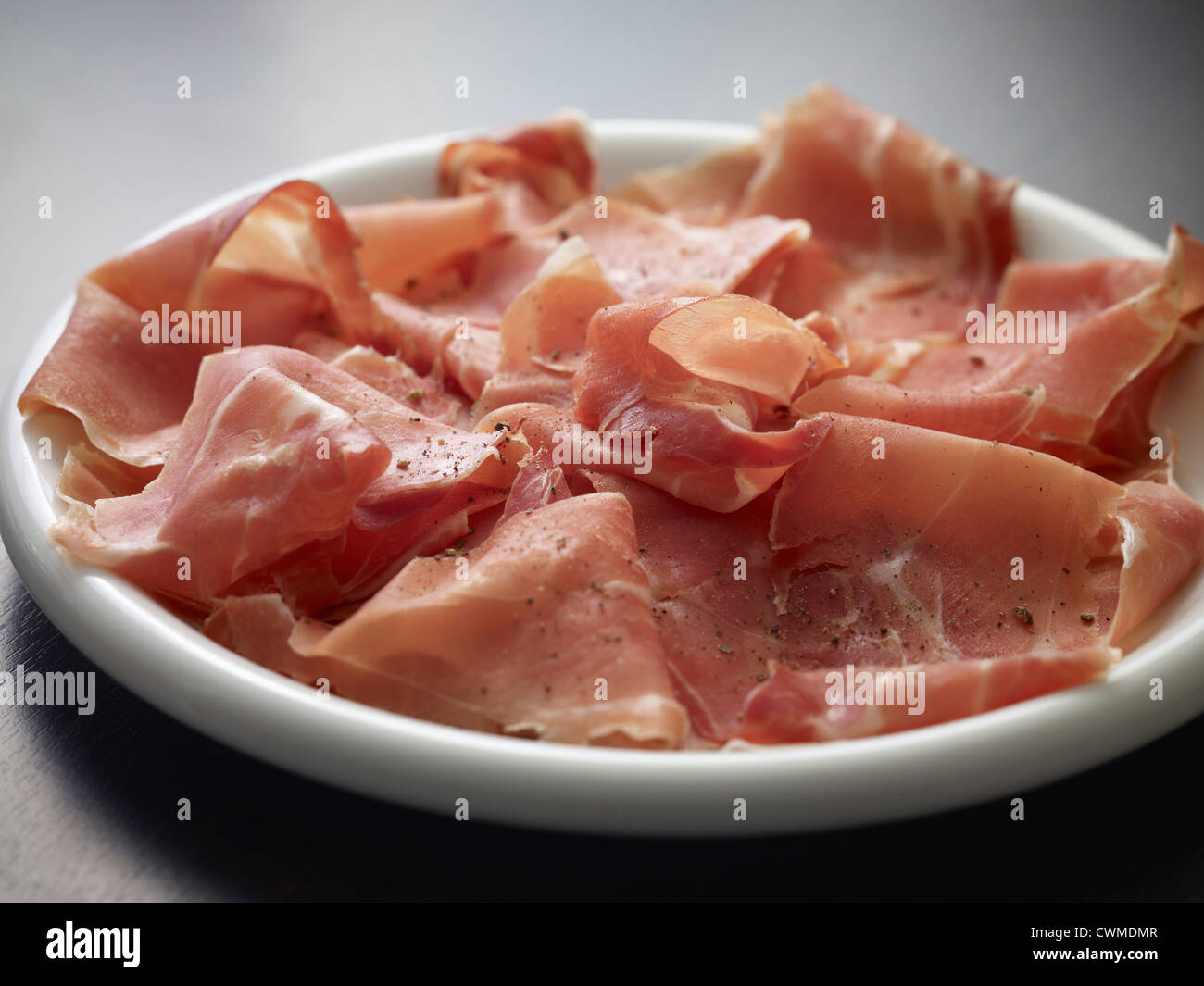 Germany, Cologne, Raw ham in plate, close up Stock Photo - Alamy