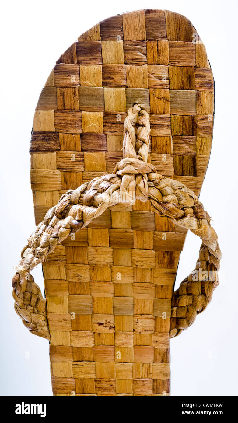 Close-up of woven abaca slippper on white background Stock Photo - Alamy