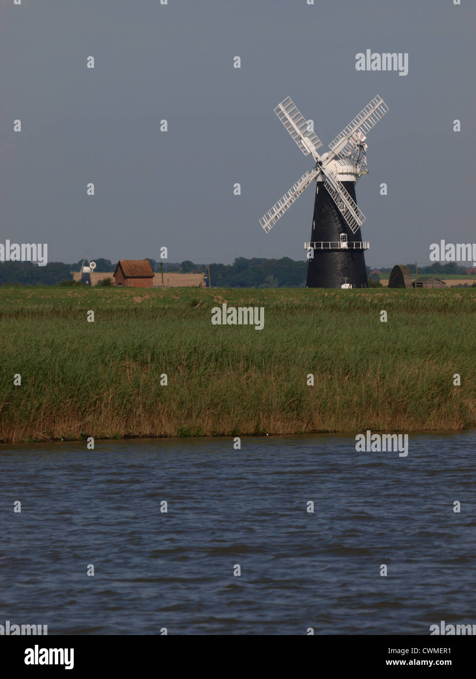 Berney Arms Mill, on the bank of the river Yare, Norfolk Broads, UK ...