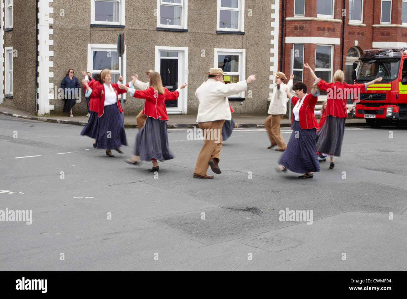Manx Country dancing in the street at Peel Stock Photo - Alamy