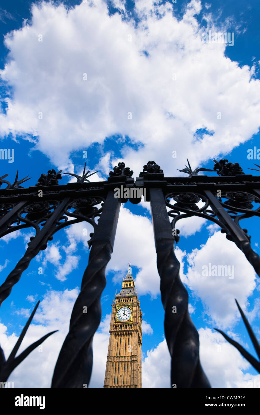 UK, London, Big Ben behind fence Stock Photo - Alamy