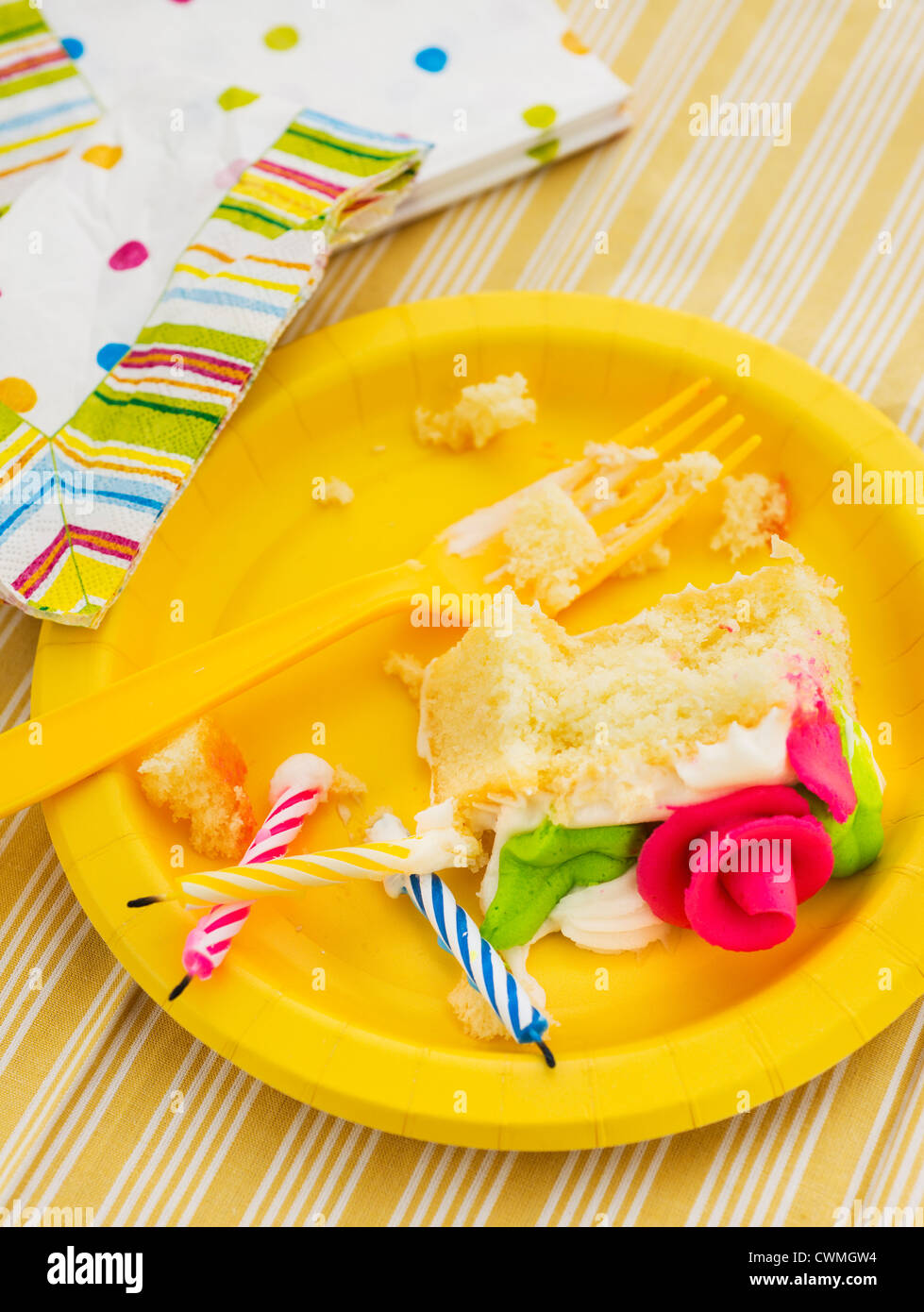 Plate with cake leftovers Stock Photo - Alamy