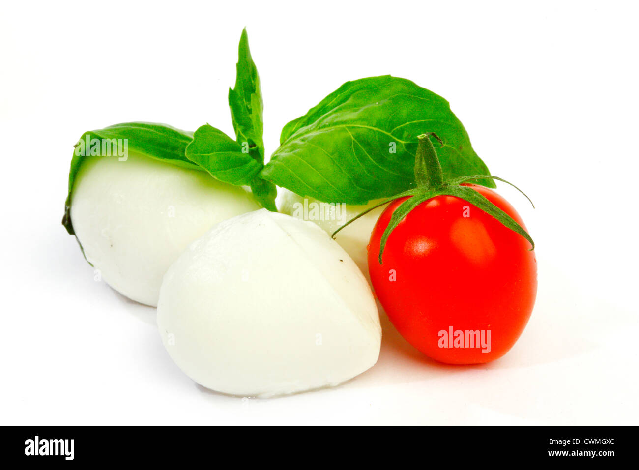 fresh italian mozzarella on white background Stock Photo - Alamy