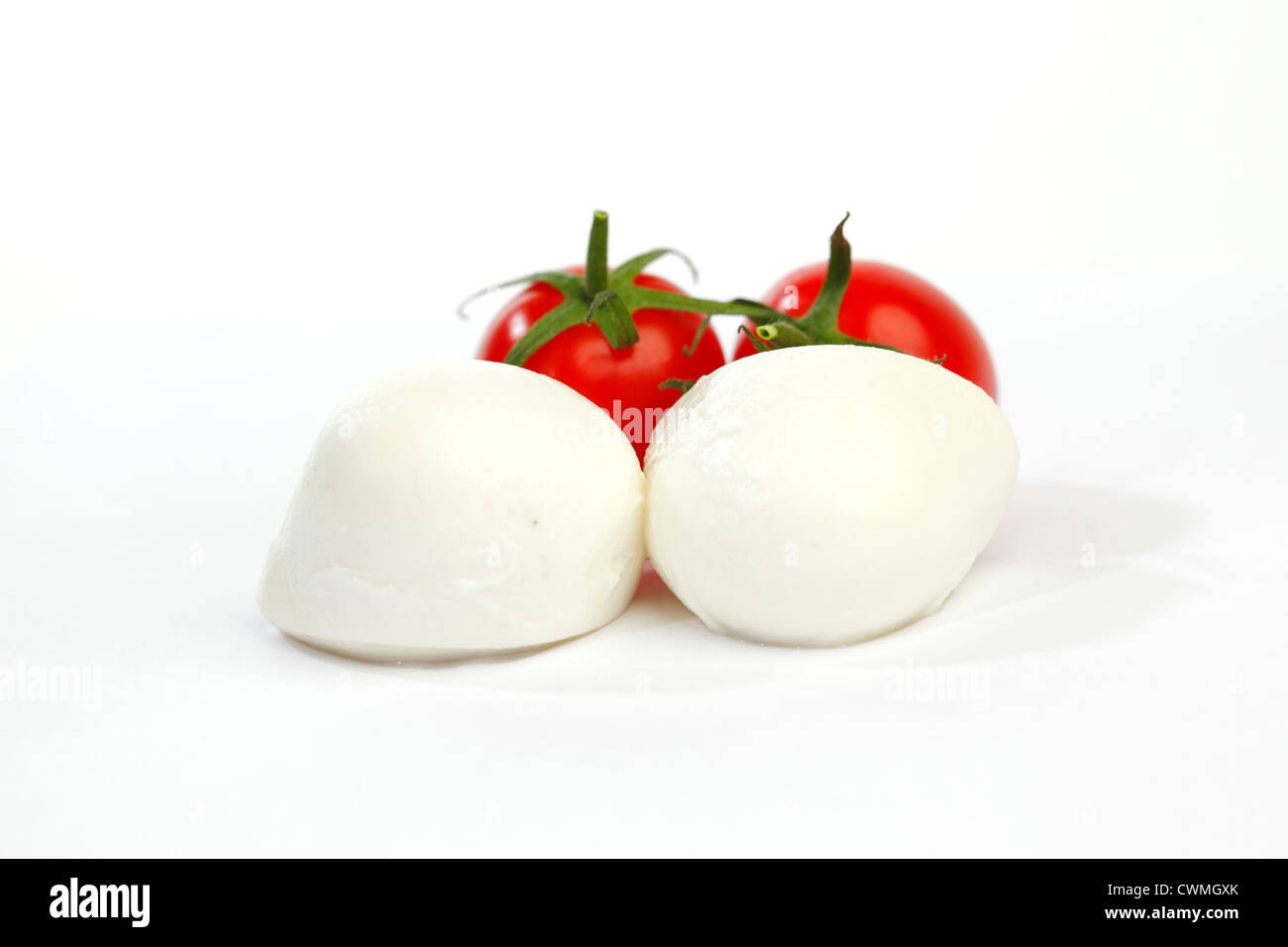fresh italian mozzarella on white background Stock Photo - Alamy