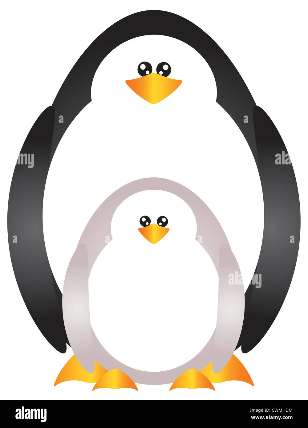 Mother and Baby Chick Penguins Illustration Isolated on White ...