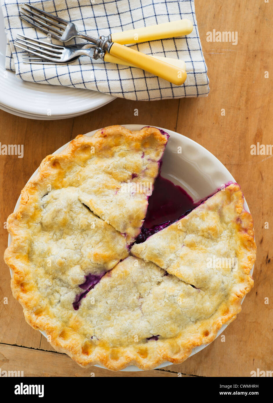 Pie on table Stock Photo - Alamy