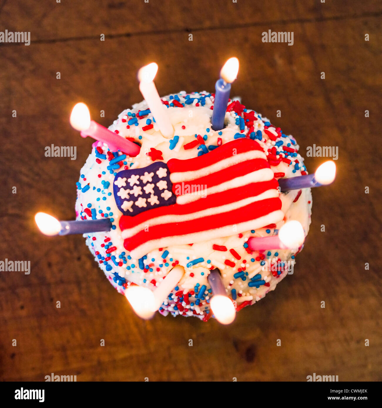 Birthday cake with American flag Stock Photo - Alamy