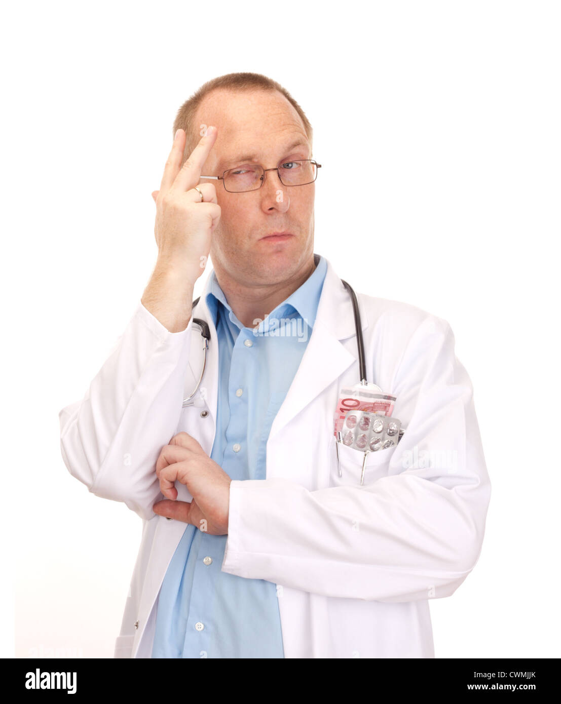 Crazy medical doctor with money Stock Photo - Alamy