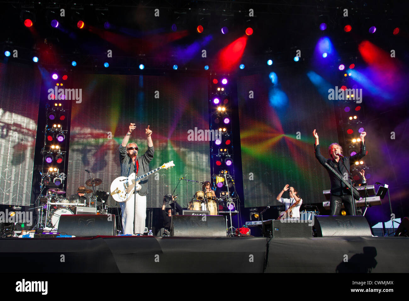 Jack Hues and the group Wang Chung perform on stage at the Rewind ...
