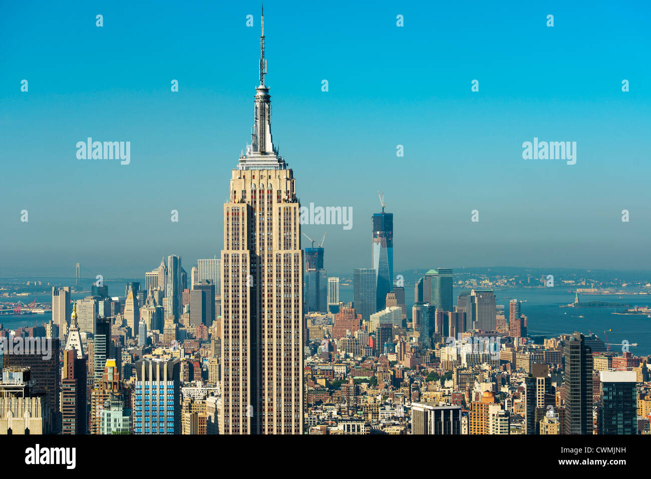USA, New York City, Empire State Building with Manhattan skyline in ...