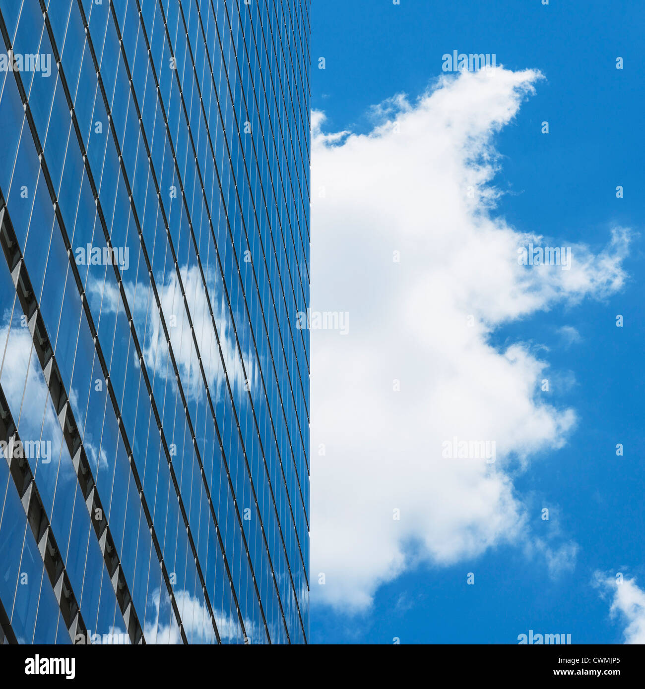 USA, New York City, Sky reflecting in World Trade Tower windows Stock ...