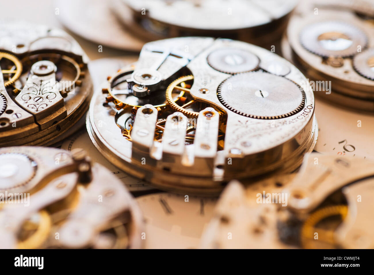Variety of watches striped to parts Stock Photo - Alamy