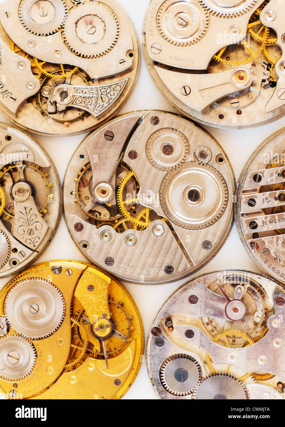 Variety of watches striped to parts Stock Photo - Alamy