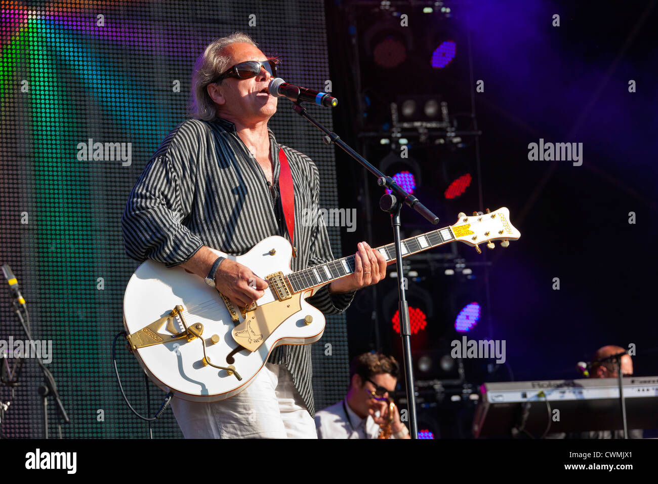 Jack Hues of the group Wang Chung performs on stage at the Rewind ...