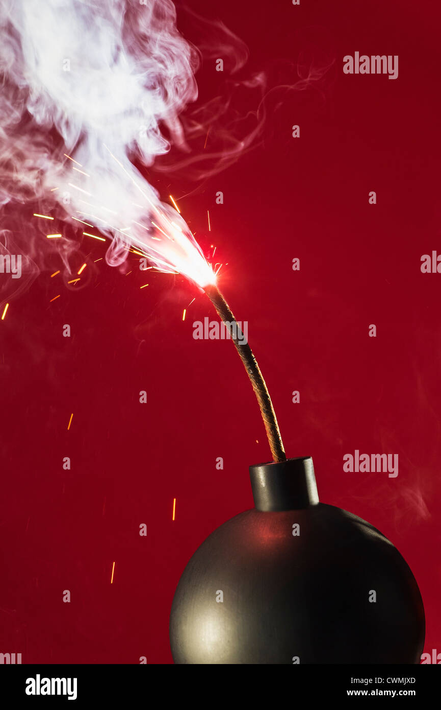 Old-fashioned explosive device ready to go off Stock Photo - Alamy