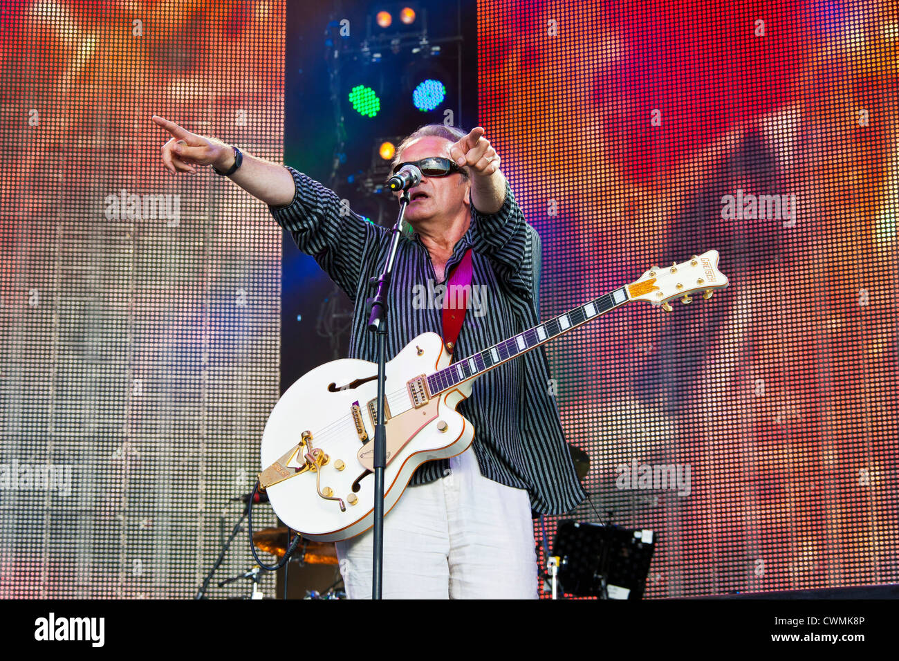 Jack Hues of the group Wang Chung performs on stage at the Rewind ...