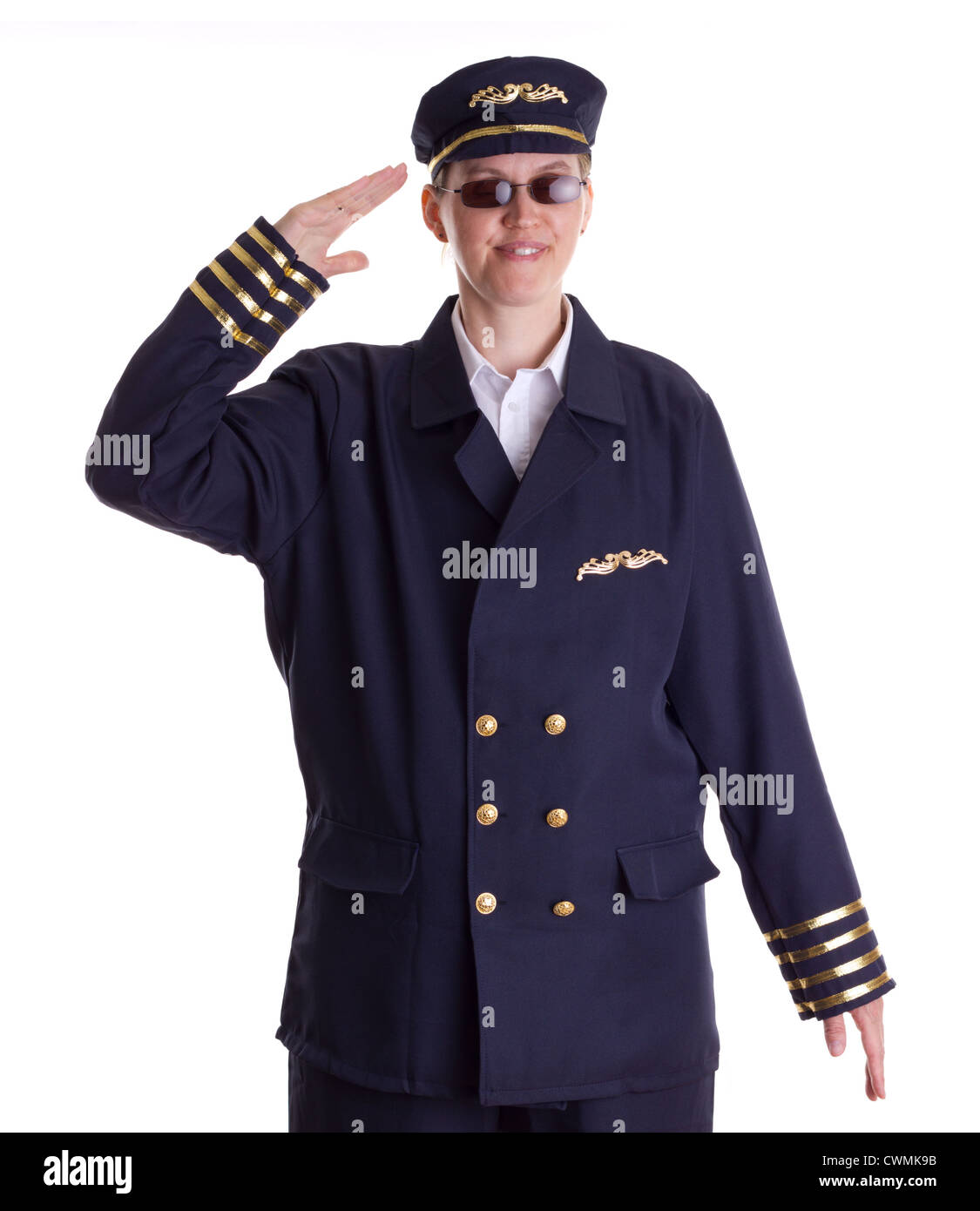 Female pilot saluting Stock Photo - Alamy