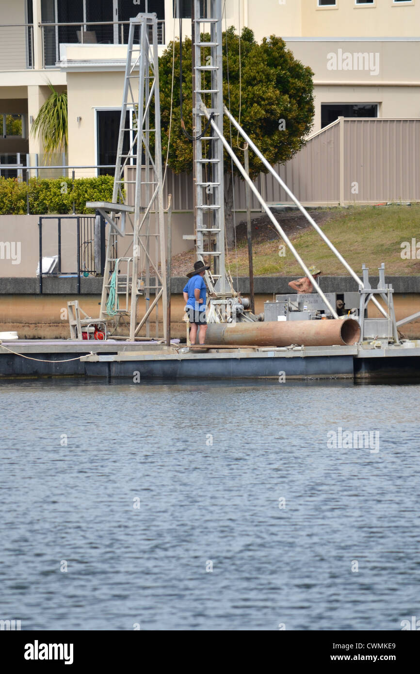 Construction of a pontoon on the canal Stock Photo - Alamy