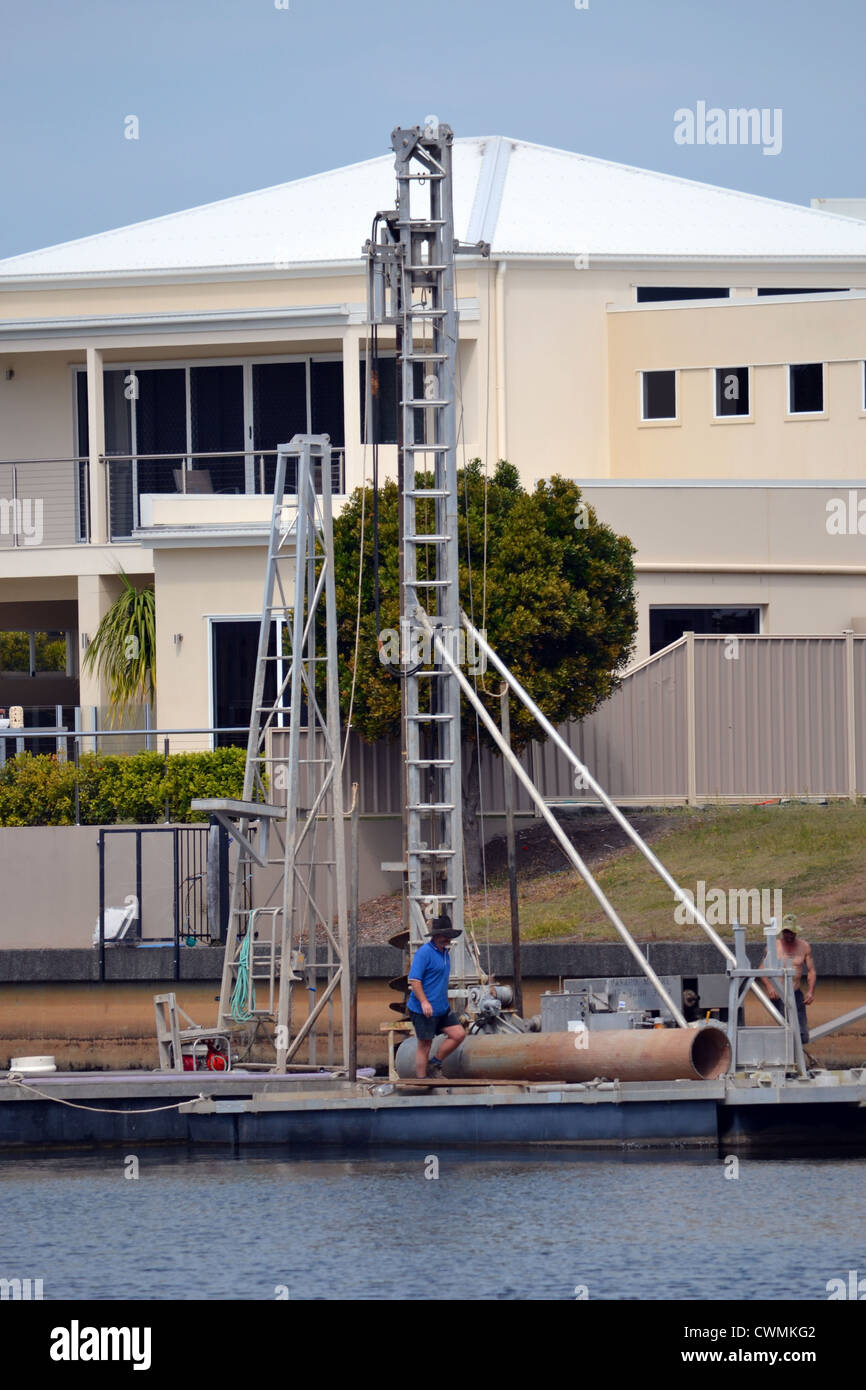 Construction of a pontoon on the canal Stock Photo - Alamy